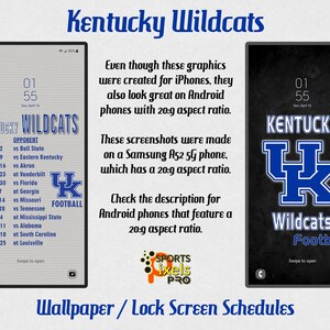 2023 Kentucky Wildcats Wallpaper Football Lock Screen Schedule - Etsy