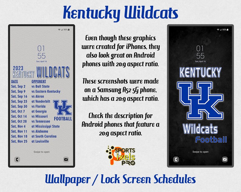 2023 Kentucky Wildcats Wallpaper Football Lock Screen Schedule - Etsy