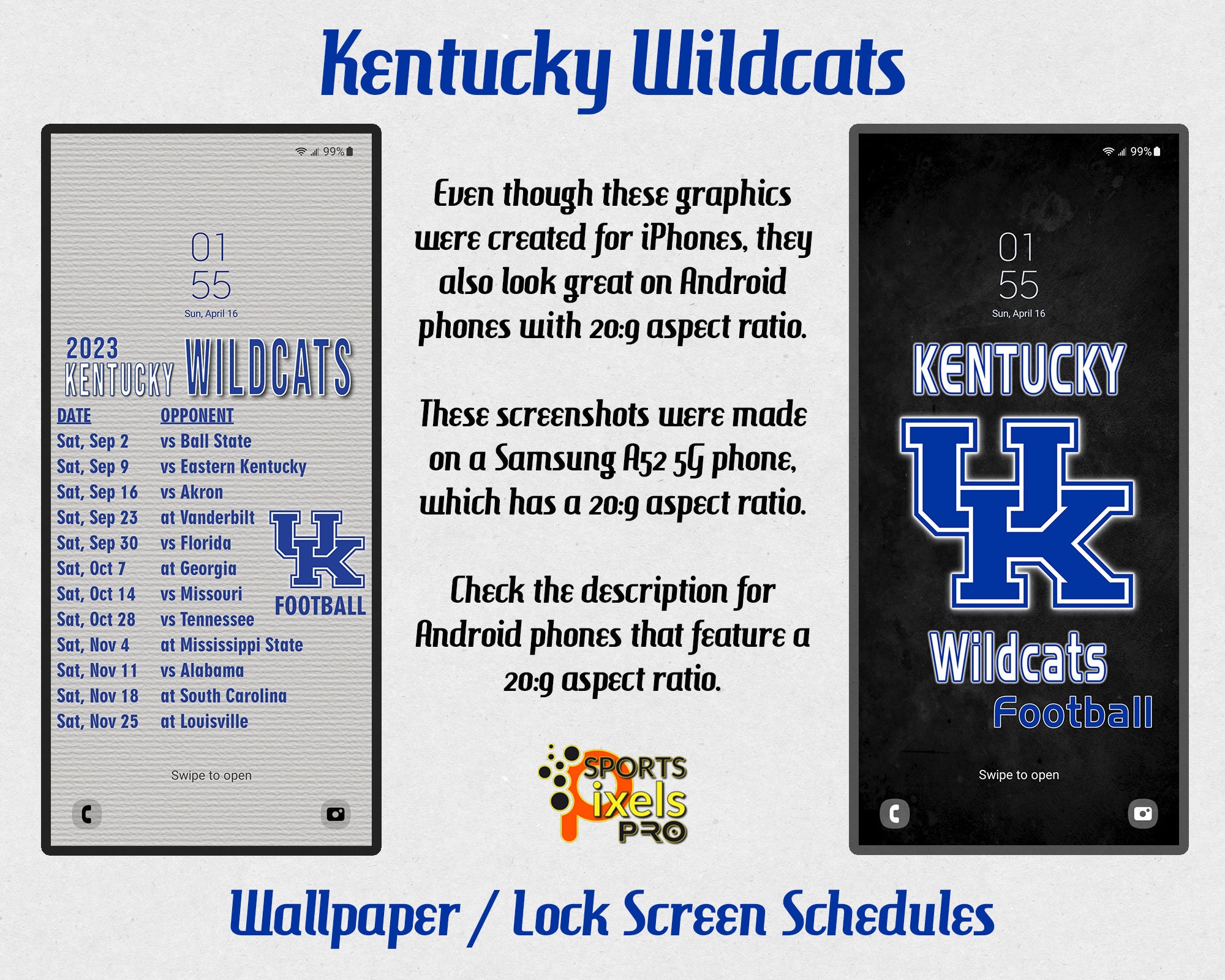 2023 Kentucky Wildcats Wallpaper Football Lock Screen Schedule - Etsy