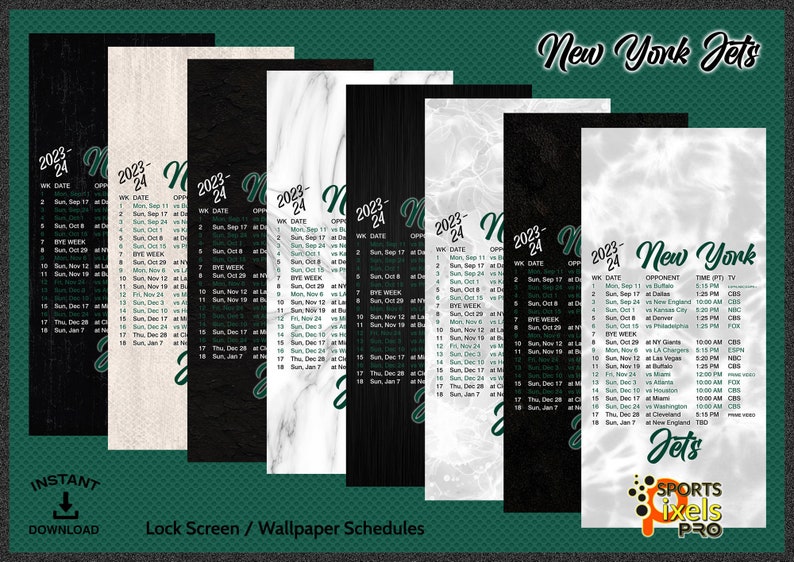 2023-24 New York Jets Wallpaper Lock Screen Schedule - Etsy