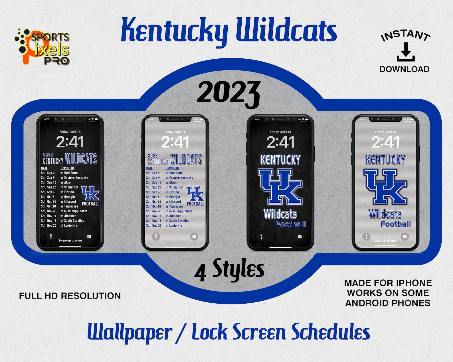 2023 Kentucky Wildcats Wallpaper Football Lock Screen Schedule - Etsy