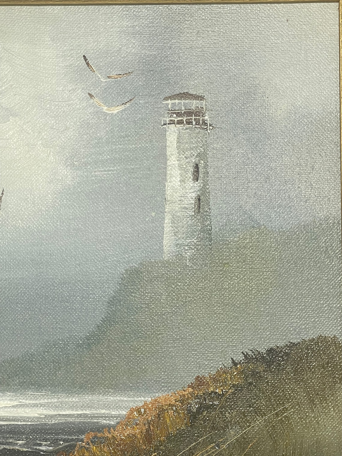 Original Signed Oil Painting Light House Framed Signed Art Work ...