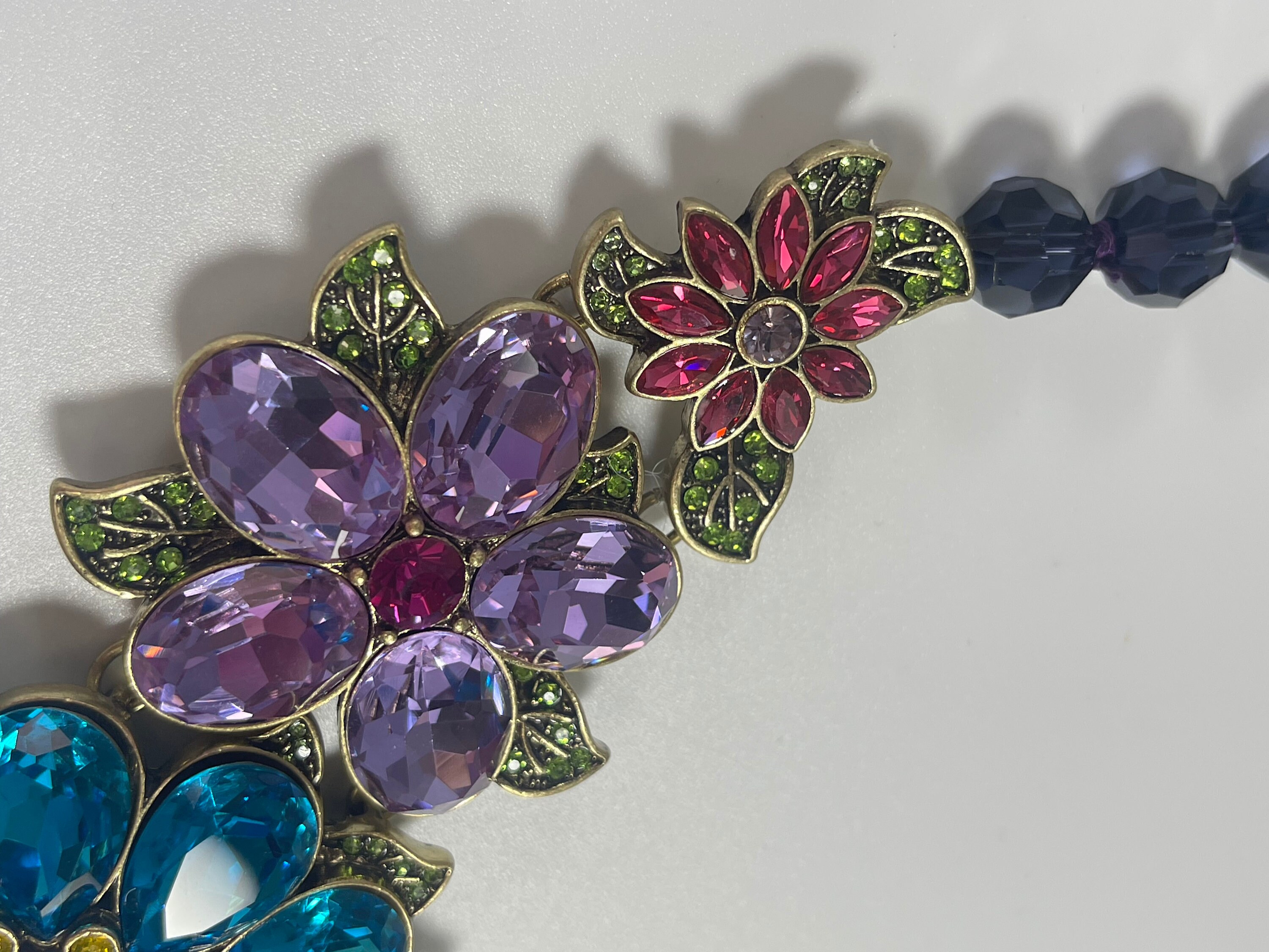 Heidi Dause Glorious Garden Floral Rhinestone Statement Necklace - Etsy