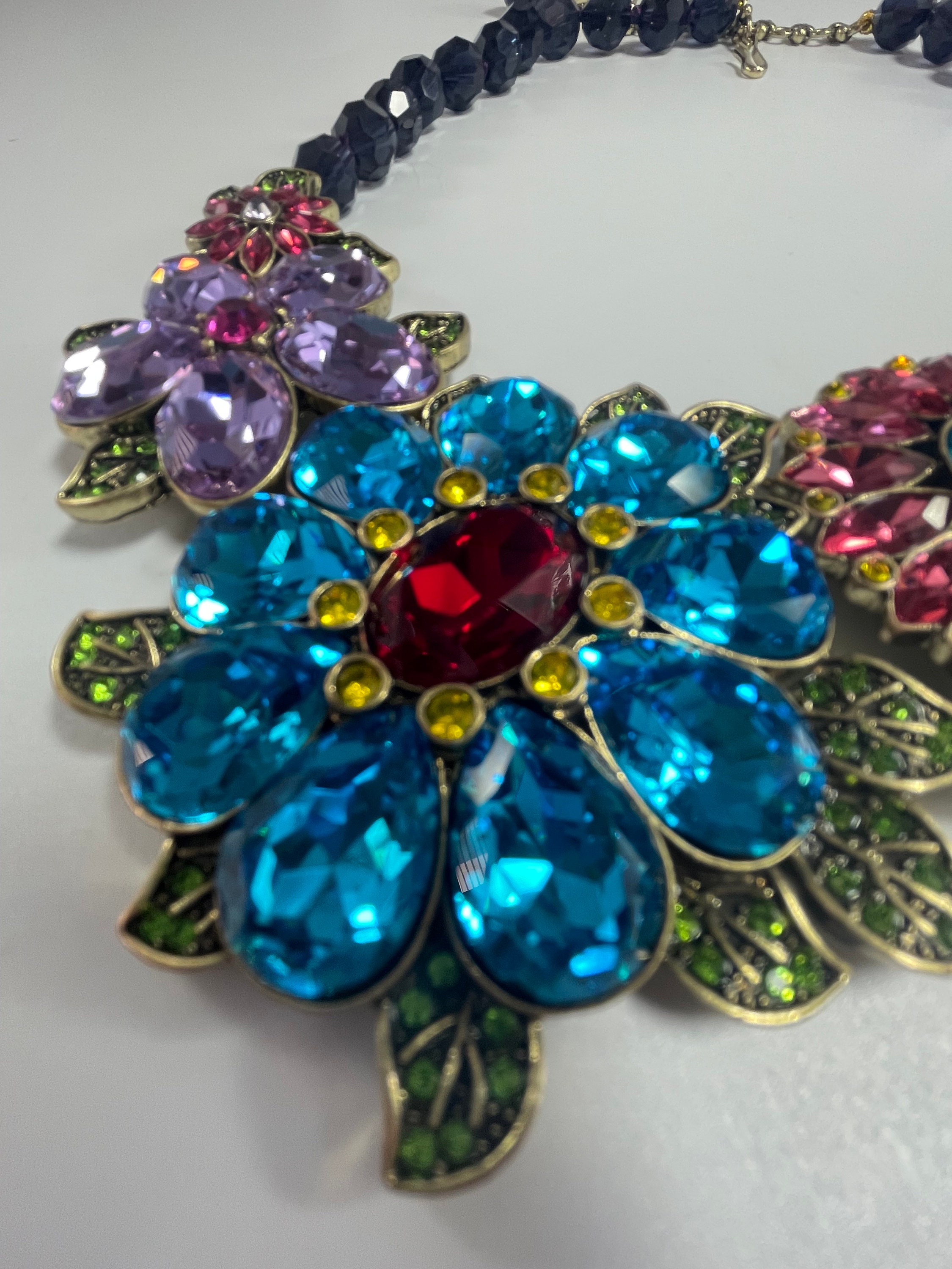 Heidi Dause Glorious Garden Floral Rhinestone Statement Necklace - Etsy