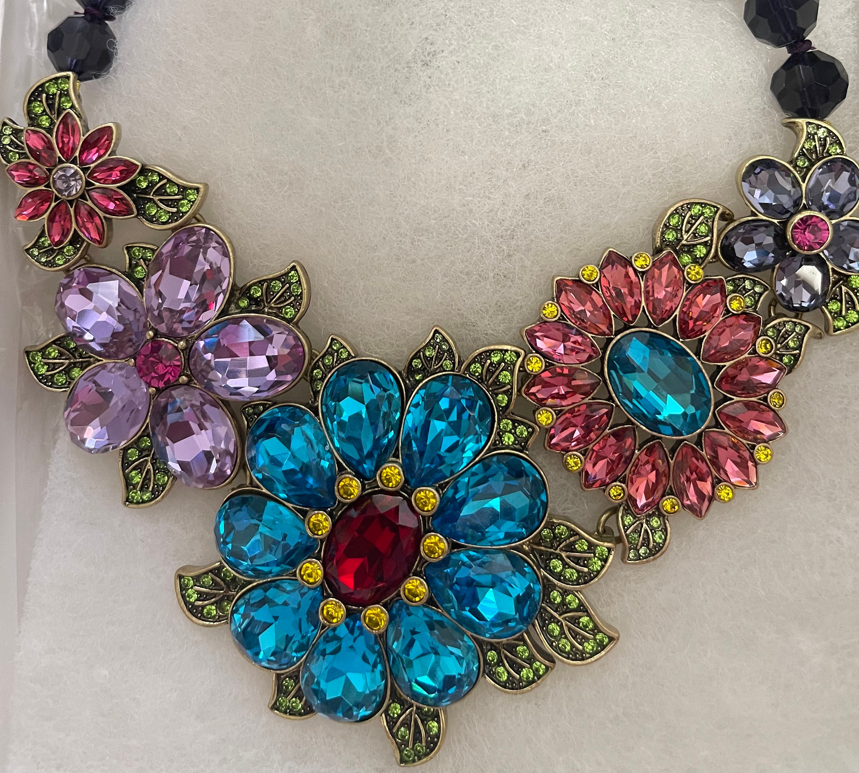 Heidi Dause Glorious Garden Floral Rhinestone Statement Necklace - Etsy