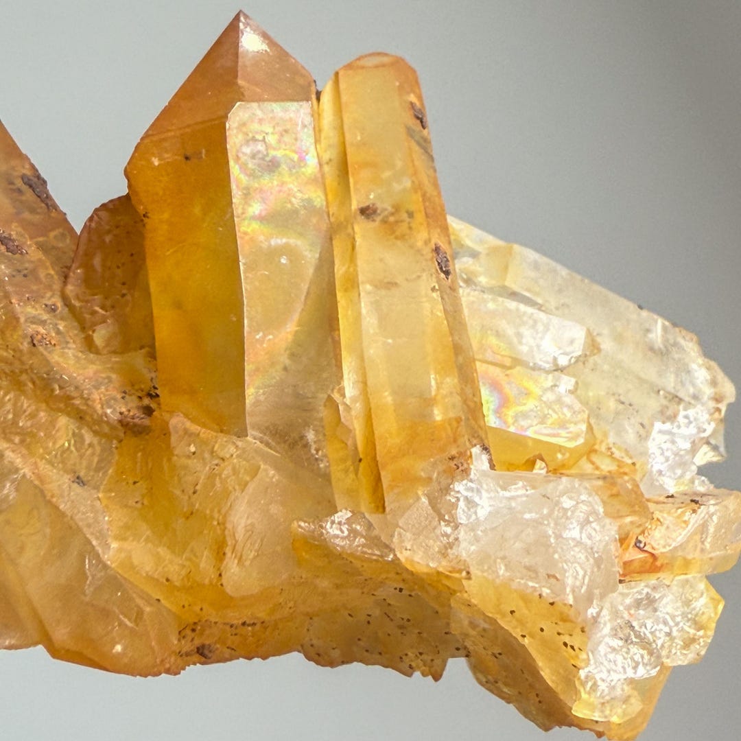 Naturally Iridescent Arkansas Quartz Cluster - Golden Healer, Iron ...