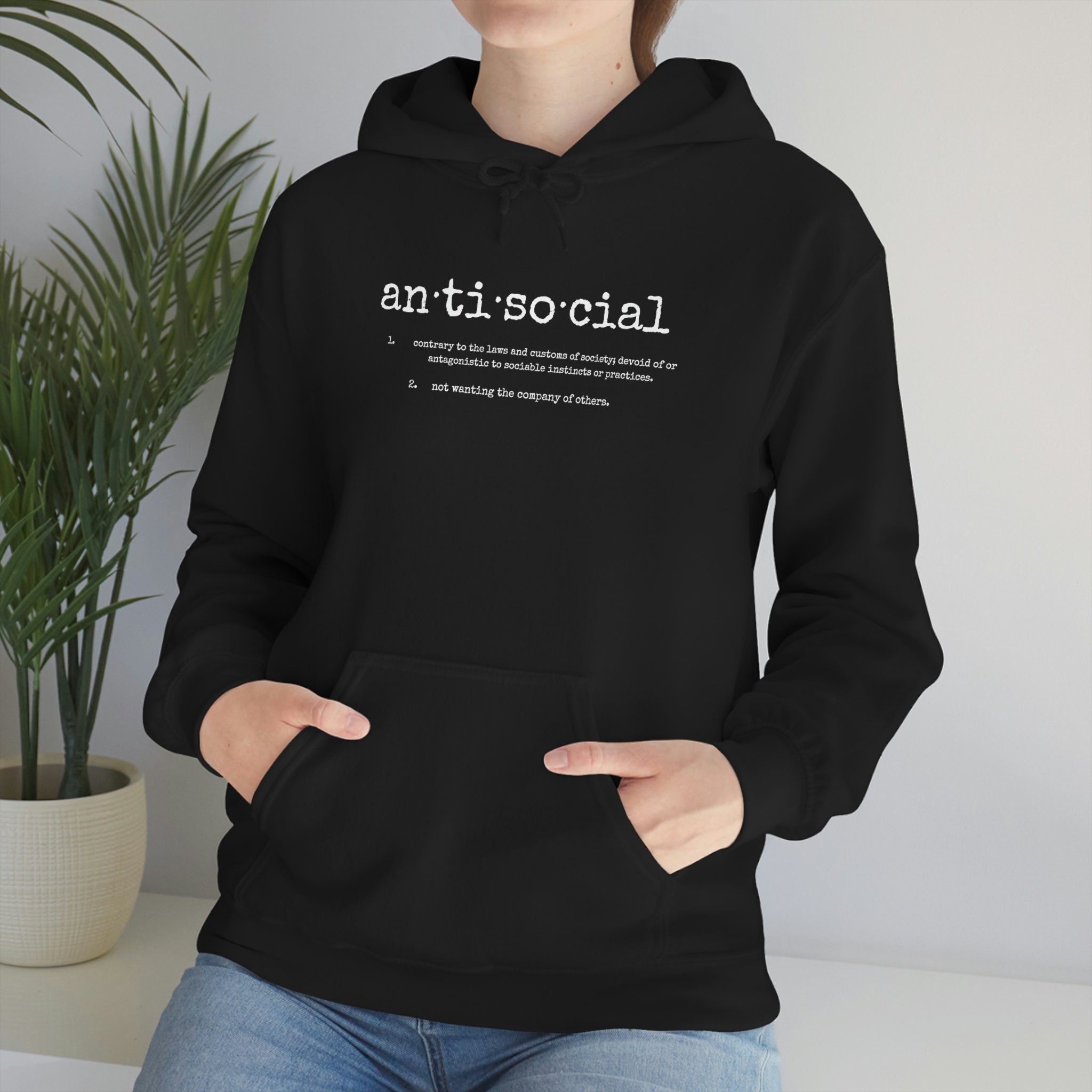 Antisocial Definition Hoodie, Black Unisex Heavy Blend Hooded ...