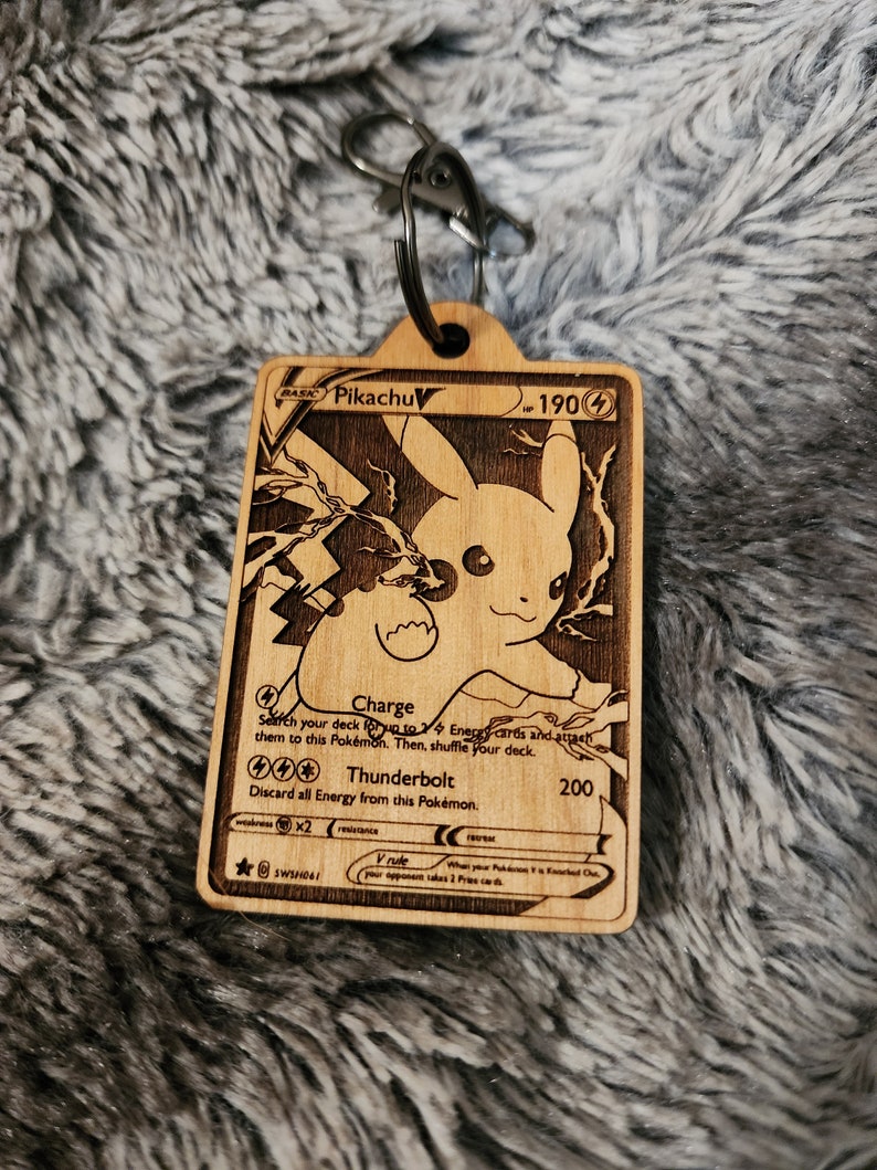 Wooden Replica Pokémon Card Keychain. - Etsy