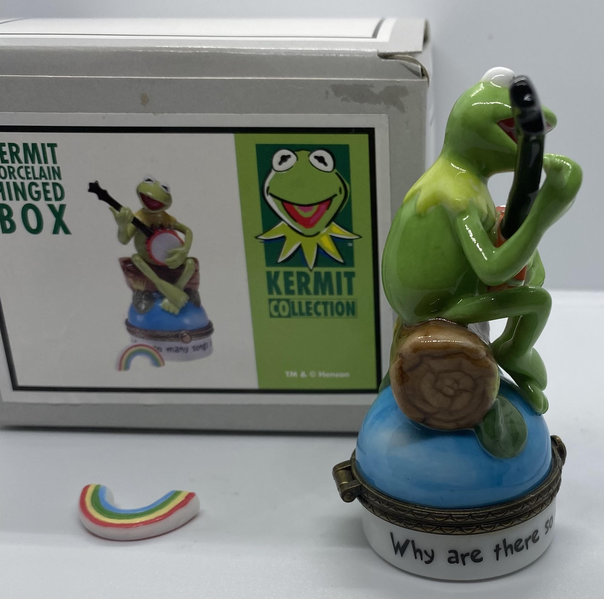 Kermit the Frog With Rainbow Trinket Porcelain Hinged Box Midwest PHB ...