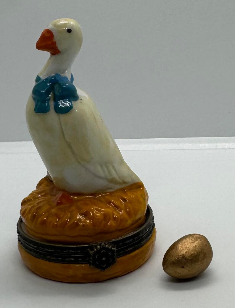 Goose With Golden Egg Trinket Porcelain Hinged Box - Etsy