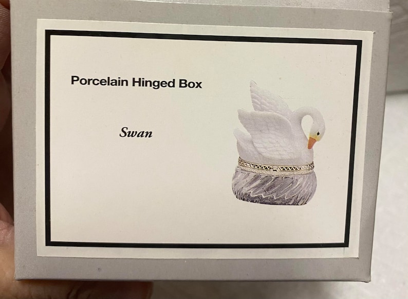 Graceful Swan With a Black Velvet Pouch Porcelain Hinged Box - Etsy