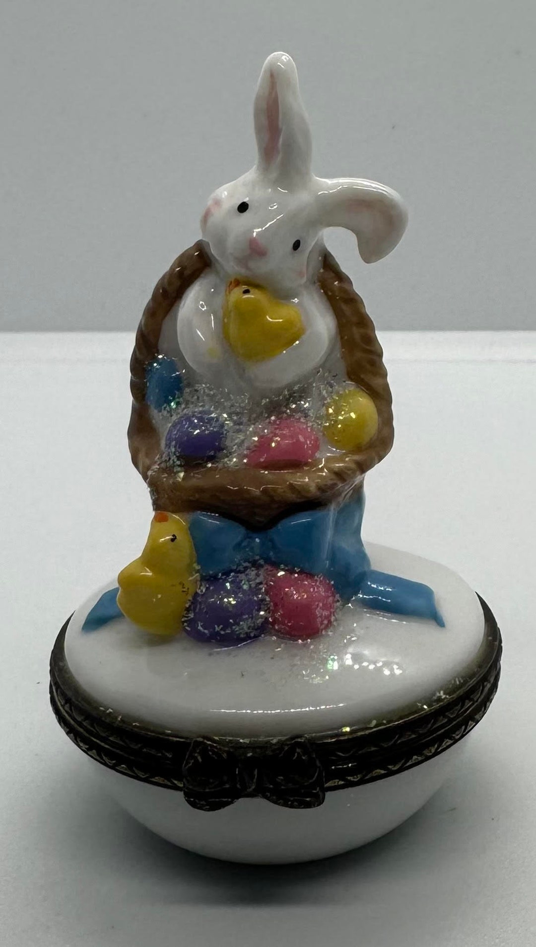 Easter Bunny Rabbit With Eggs and Chicks Porcelain Hinged Box Midwest ...