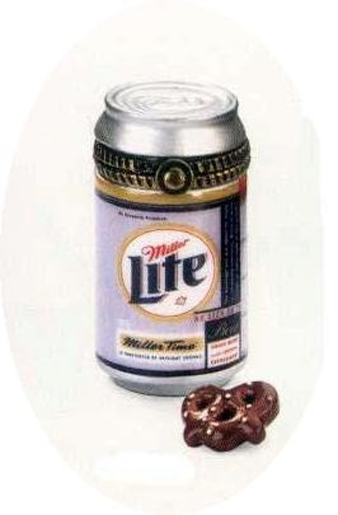 Miller Lite Beer Can Porcelain Hinged Box With Pretzel Trinket Midwest ...