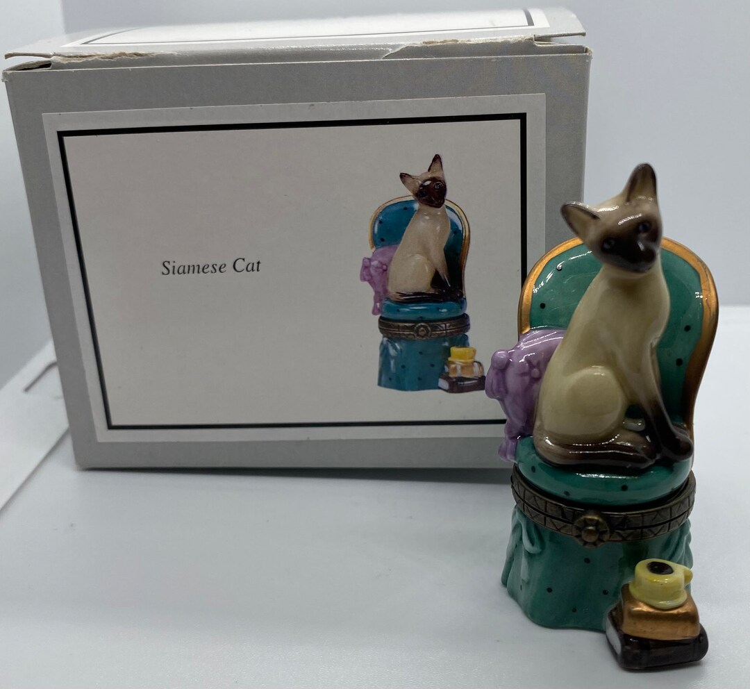 Siamese Cat on Chair Porcelain Hinged Box Midwest PHB With Original Box ...