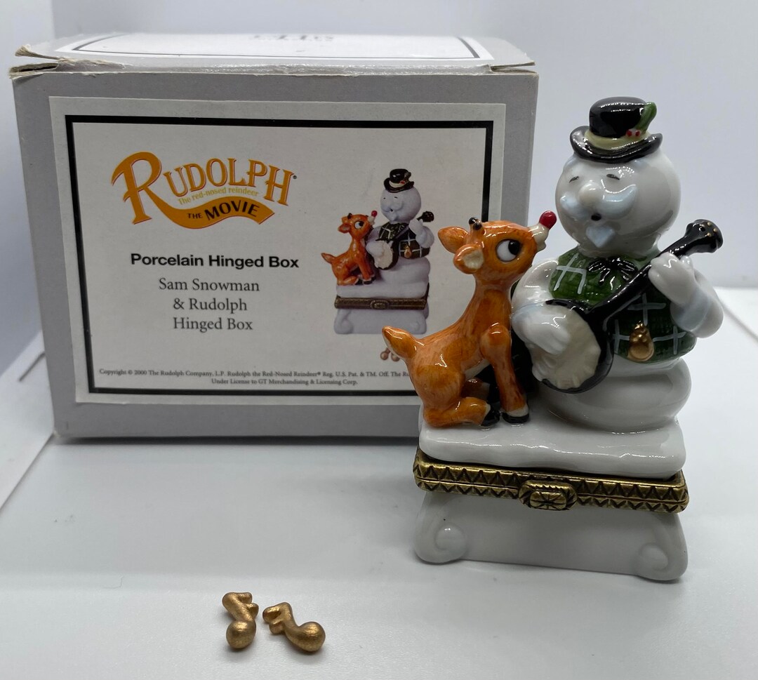 Rudolph and Snowman With Musical Note Trinkets Porcelain - Etsy