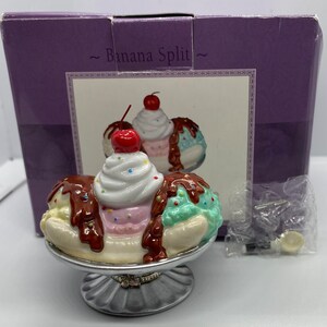 Banana Split With an Ice Cream Scoop Trinket Porcelain Hinged Box ...