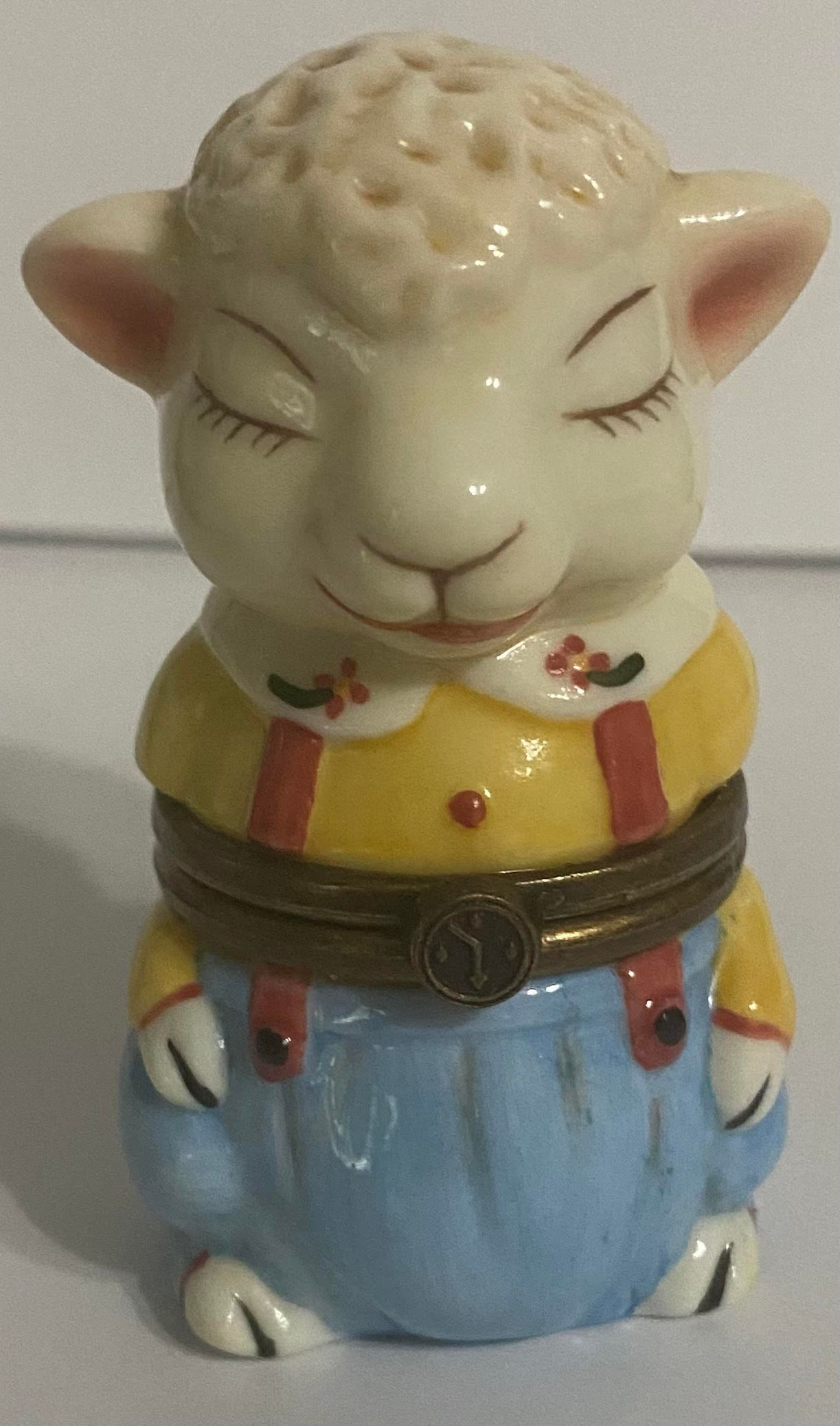 Lamb Lammy Cookie Jar Style Porcelain Hinged Box Dept 56 Cookies From ...