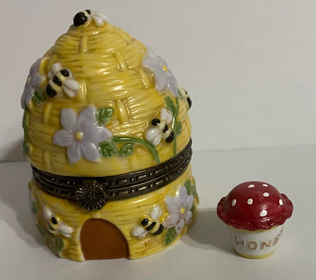 Beehive With Honey Pot Trinket Porcelain Hinged Box From the National ...