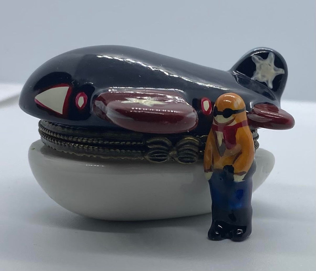 Airplane With Pilot Trinket Porcelain Hinged Box in Box - Etsy