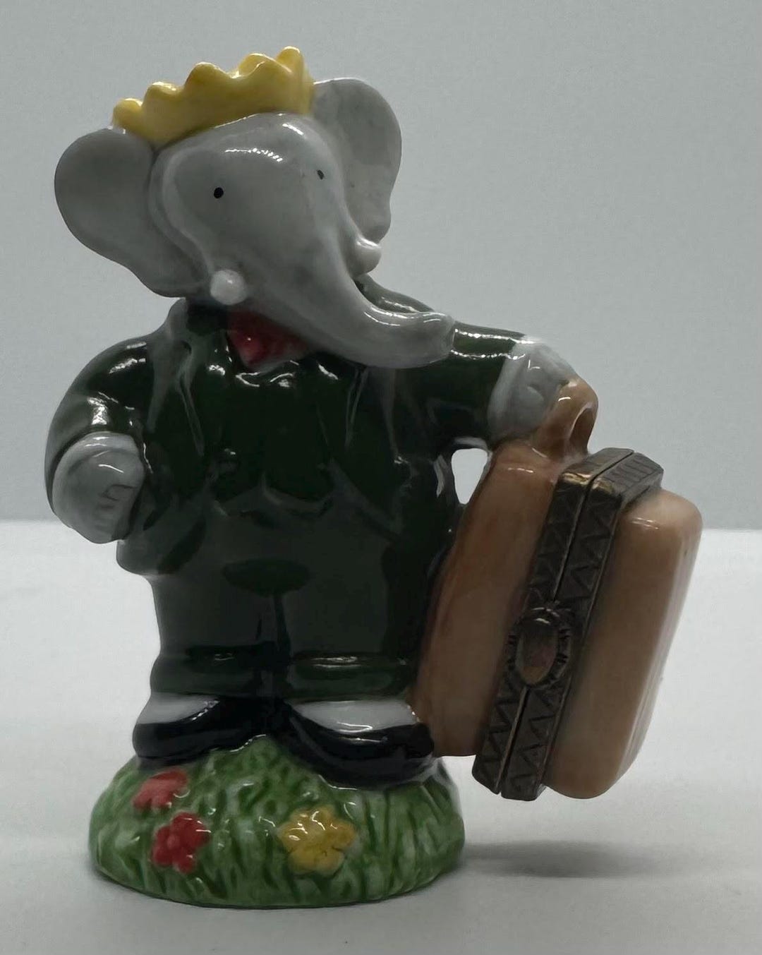 Babar the Elephant With Suitcase Porcelain Hinged Box Midwest PHB This ...