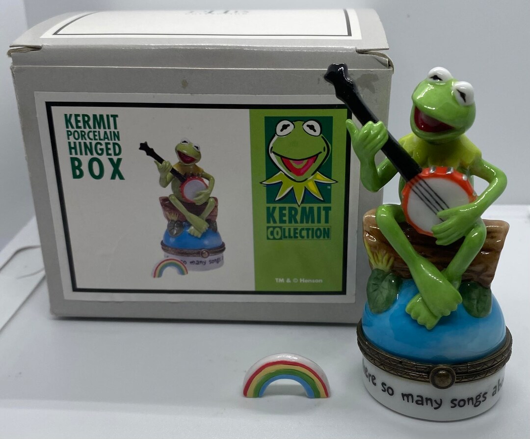 Kermit the Frog With Rainbow Trinket Porcelain Hinged Box Midwest PHB ...