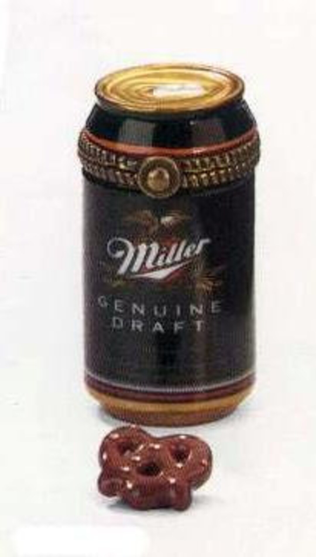Miller Genuine Draft Beer Can Porcelain Hinged Box With Pretzel Trinket ...