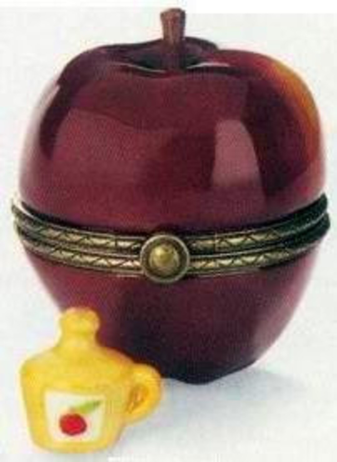Red Apple & Jug of Cider Trinket Porcelain Hinged Box Midwest PHB New ...