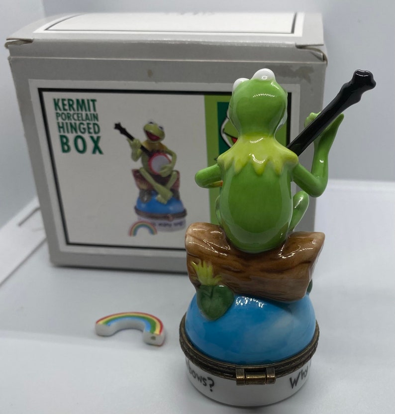 Kermit the Frog With Rainbow Trinket Porcelain Hinged Box Midwest PHB ...
