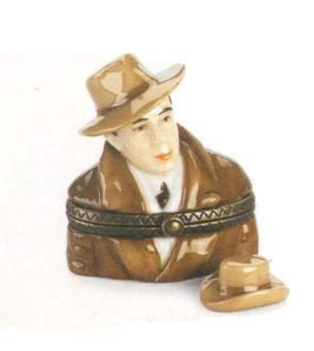 Humphrey Bogart With Fedora Hat Trinket Porcelain Hinged Box ...