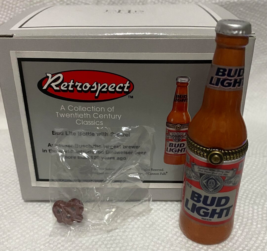 Budweiser Bud Light Porcelain Hinged Box With Pretzel Trinket Midwest ...