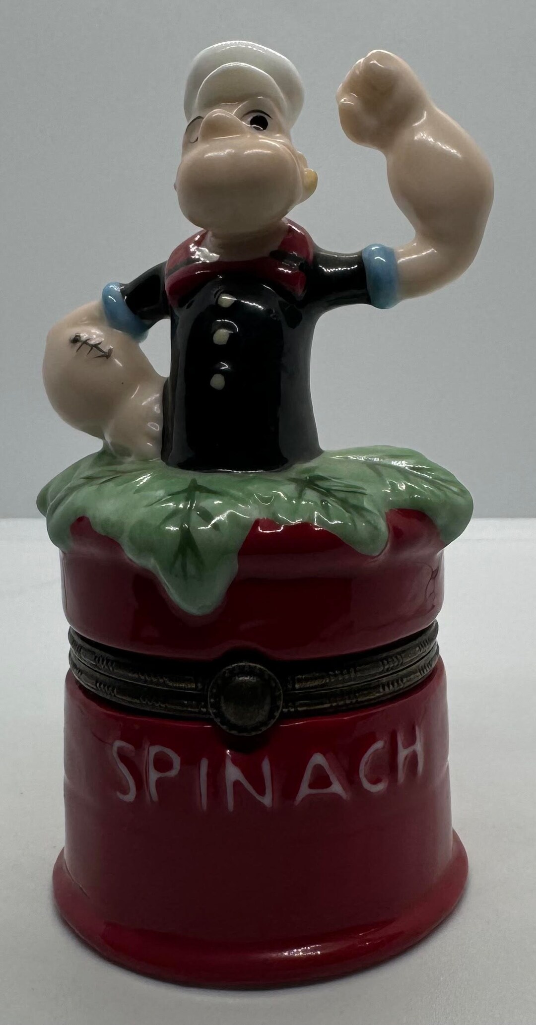 Popeye in Spinach Can Porcelain Hinged Box 1998 King Features Syndicate ...