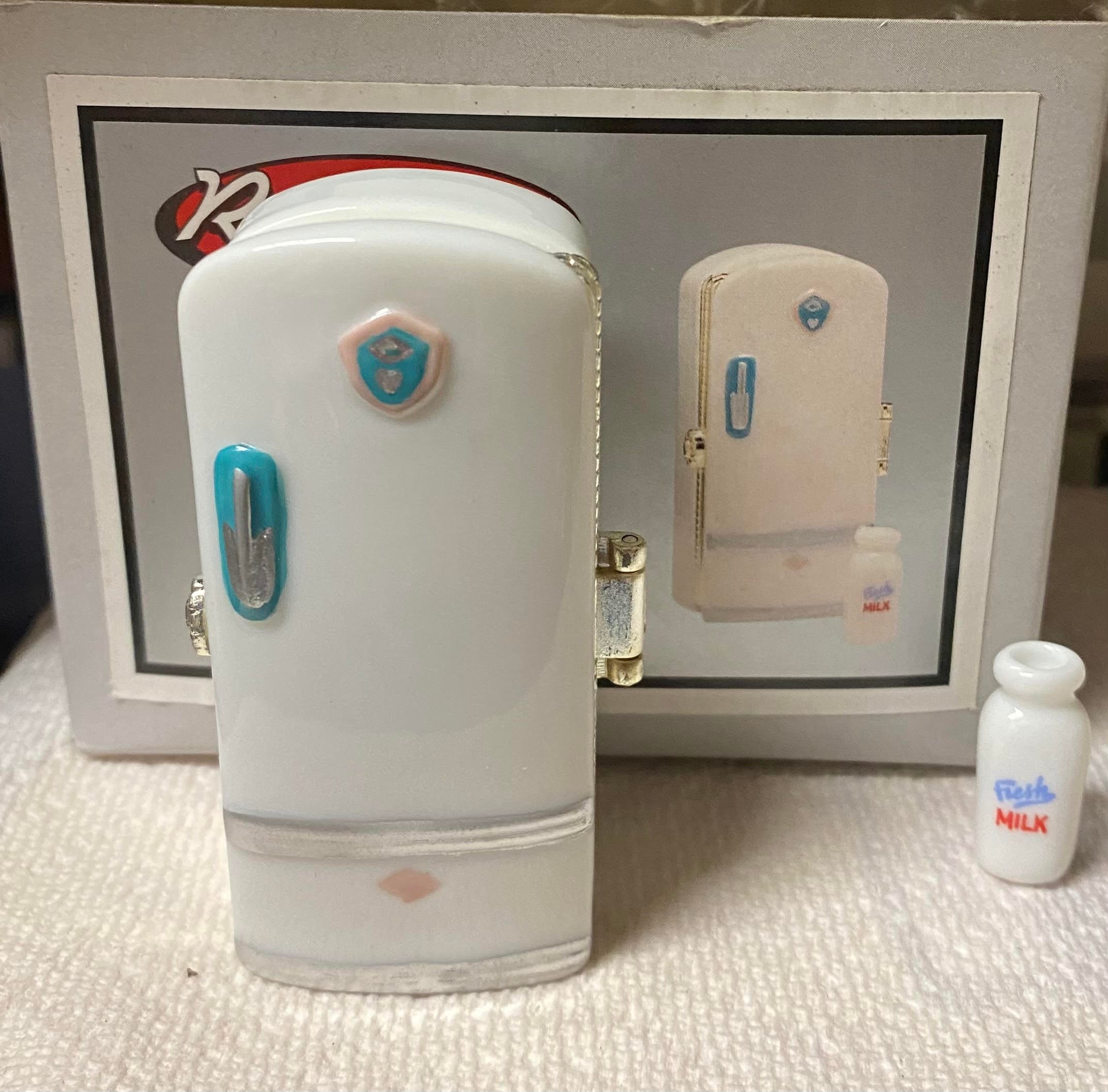 Porcelain Hinged Box Refrigerator With Milk Trinket Midwest PHB New in ...