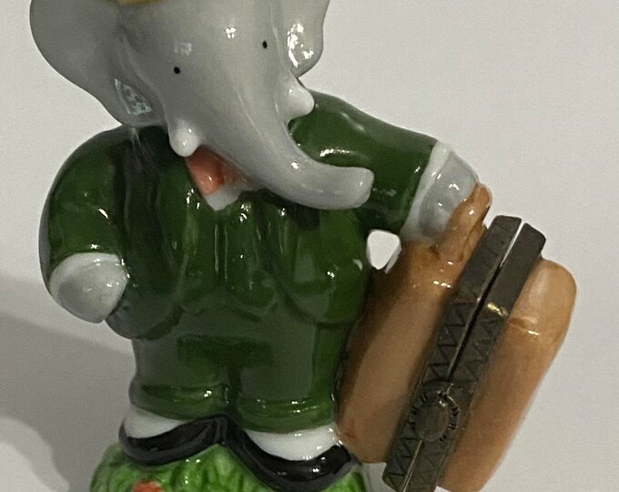 Babar the Elephant With Suitcase Porcelain Hinged Box Midwest PHB This ...