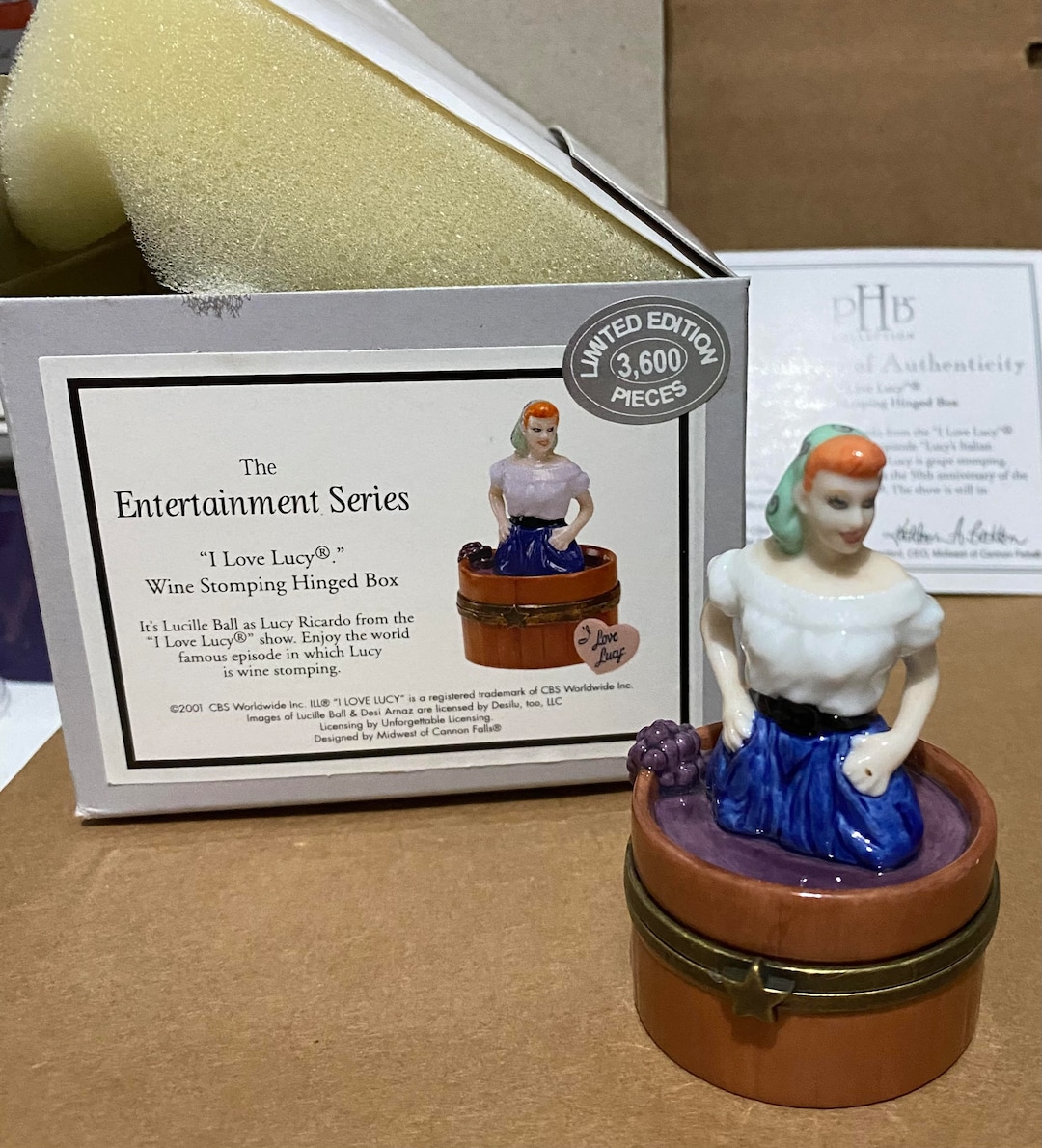 I Love Lucy 50th Anniversary With Heart Trinket Porcelain Hinged Box ...