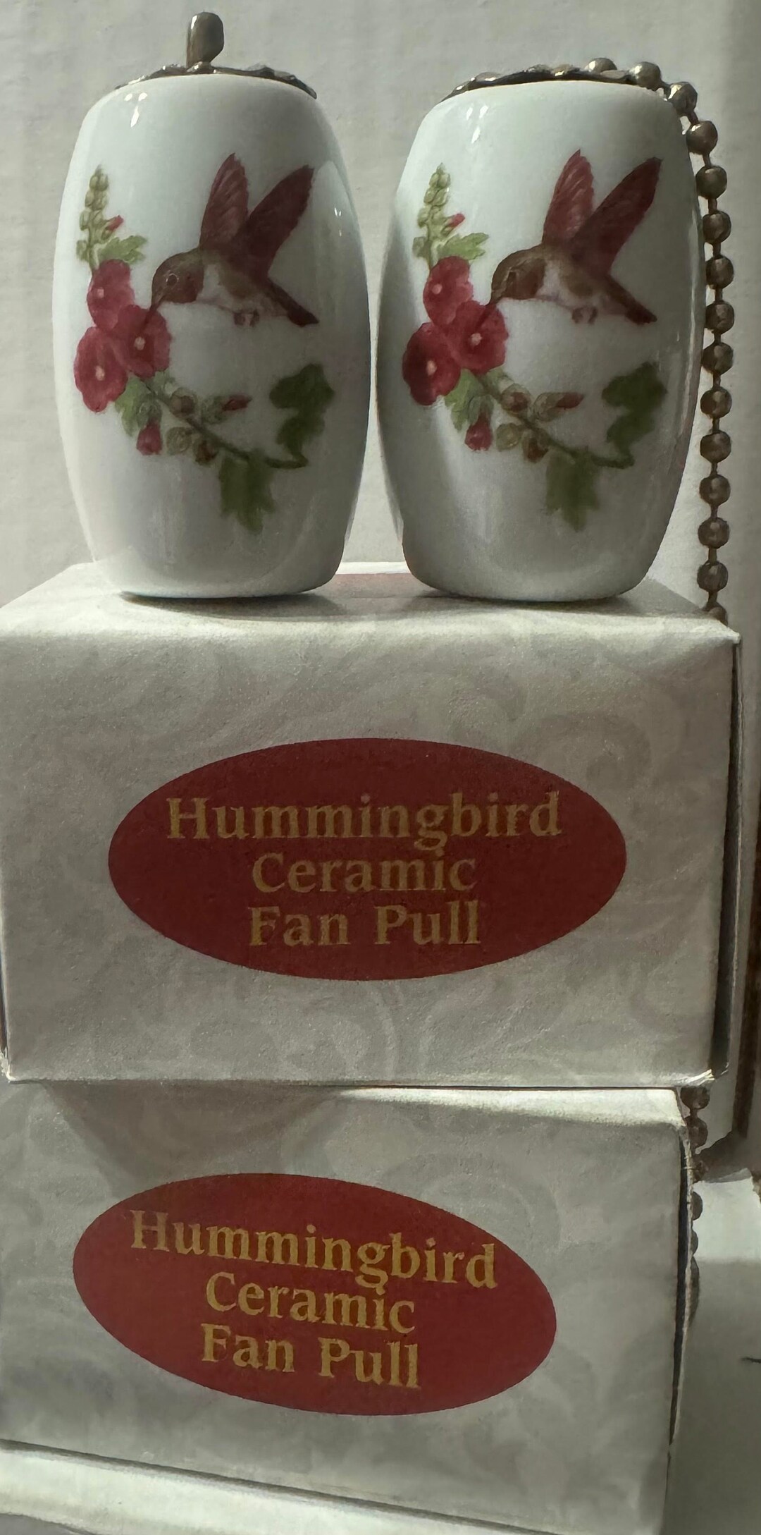 TWO Fan Pulls Hummingbird Ceramic Fan Pull / Light Pull NEW in BOX New ...