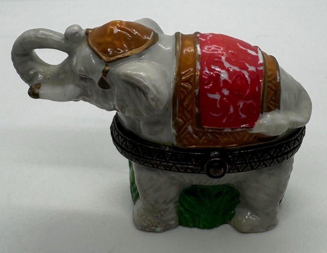 Elephant in Costume Porcelain Hinged Box Midwest PHB Please Read About ...