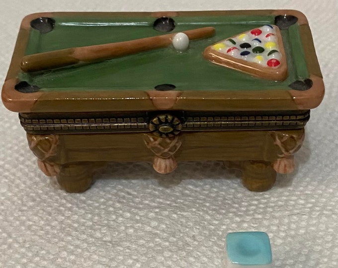 Pool Table With Chalk Cube Trinket Porcelain Hinged Box Midwest PHB ...