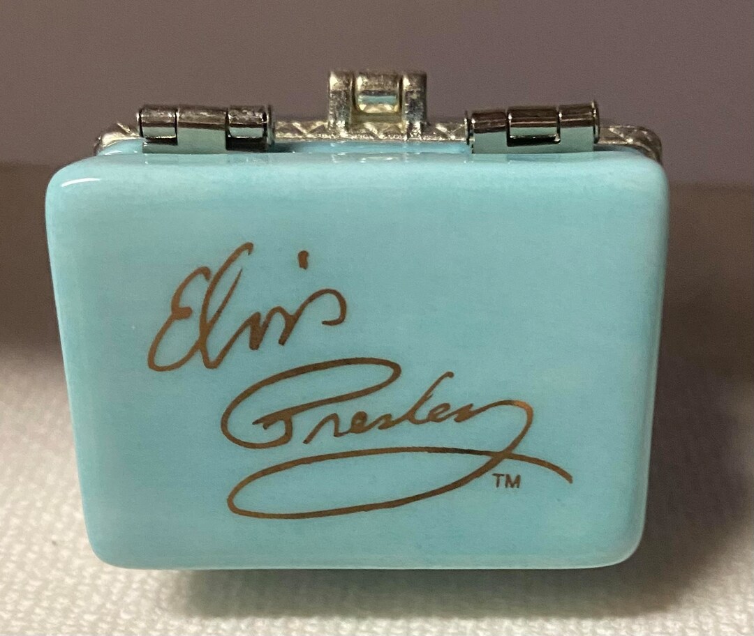 Porcelain Hinged Box Elvis Presley Record Player With Record Trinket ...