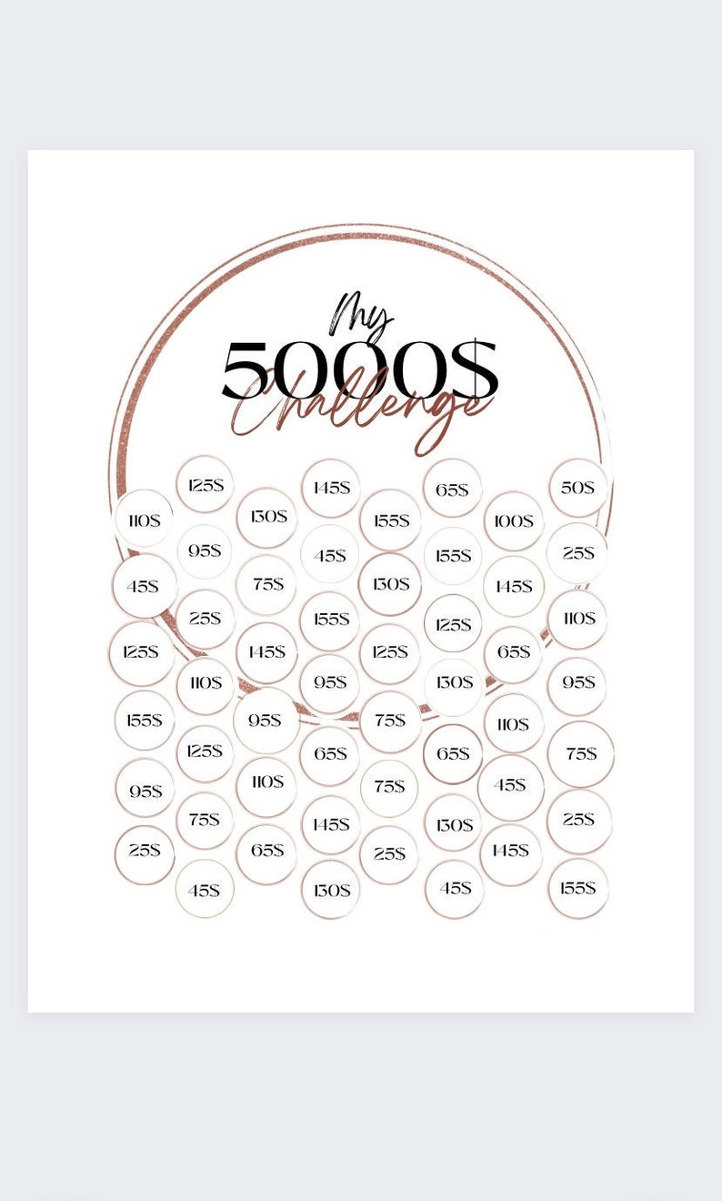 5,000 Savings Challenge Printable - Etsy