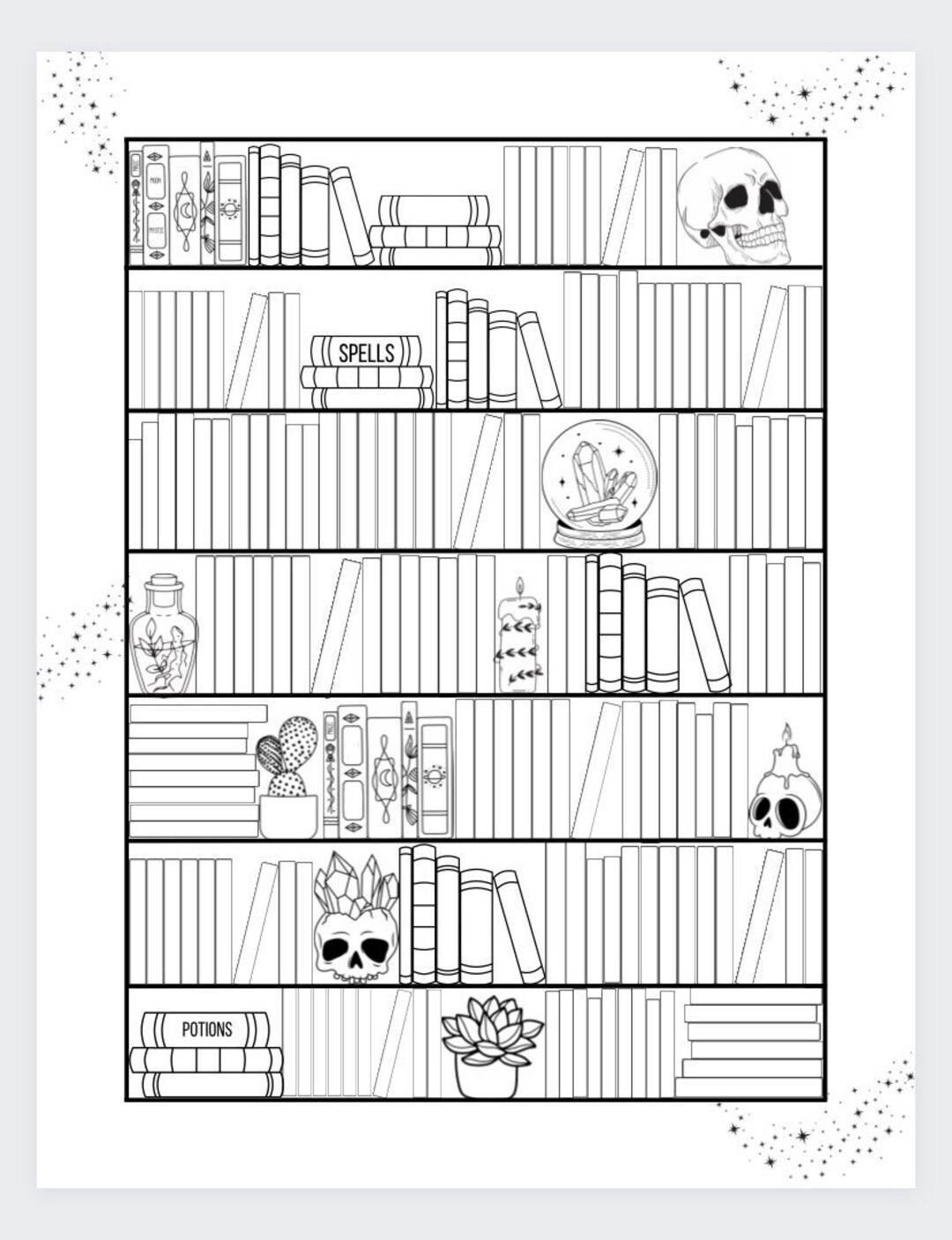 Witchy Reading Log Coloring Page - Etsy