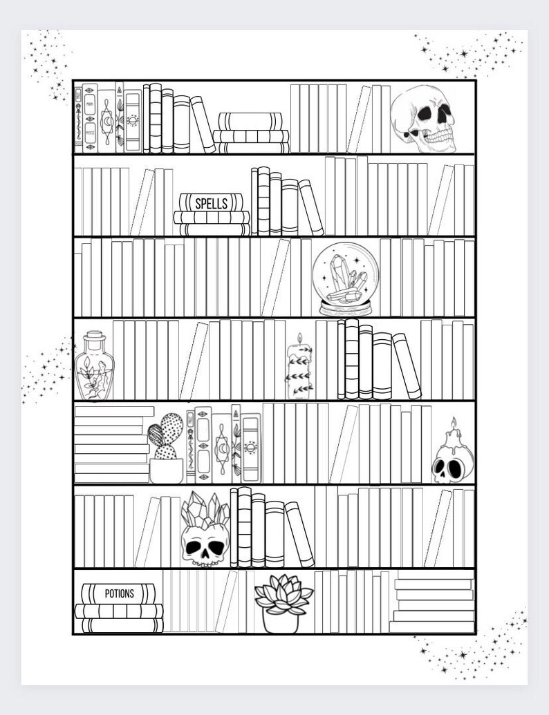Witchy Reading Log Coloring Page - Etsy