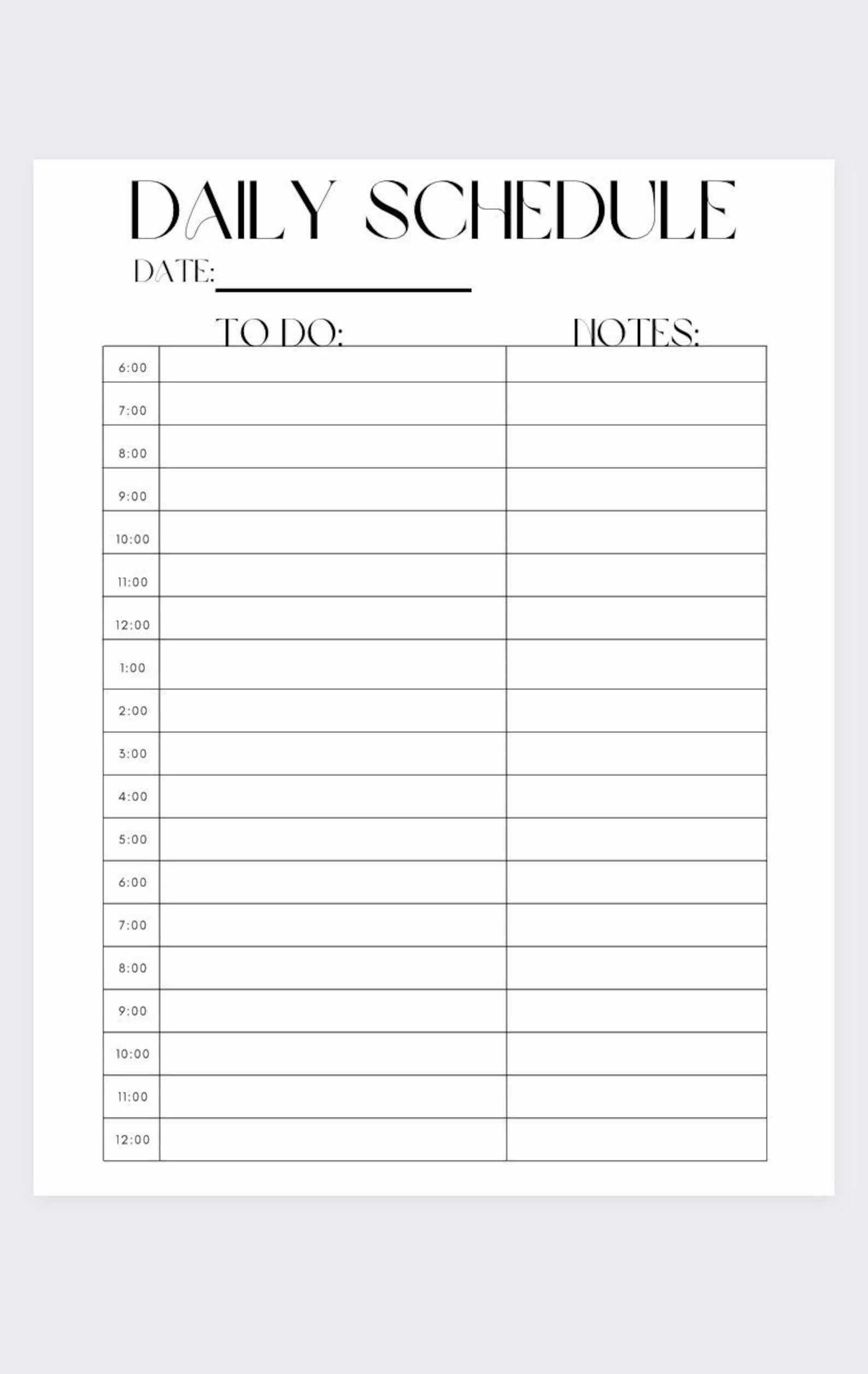 Daily Schedule - Etsy