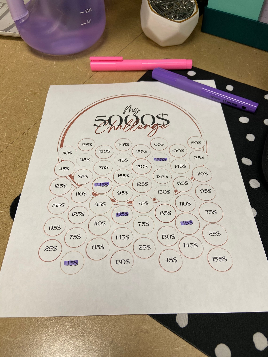 5,000 Savings Challenge Printable - Etsy