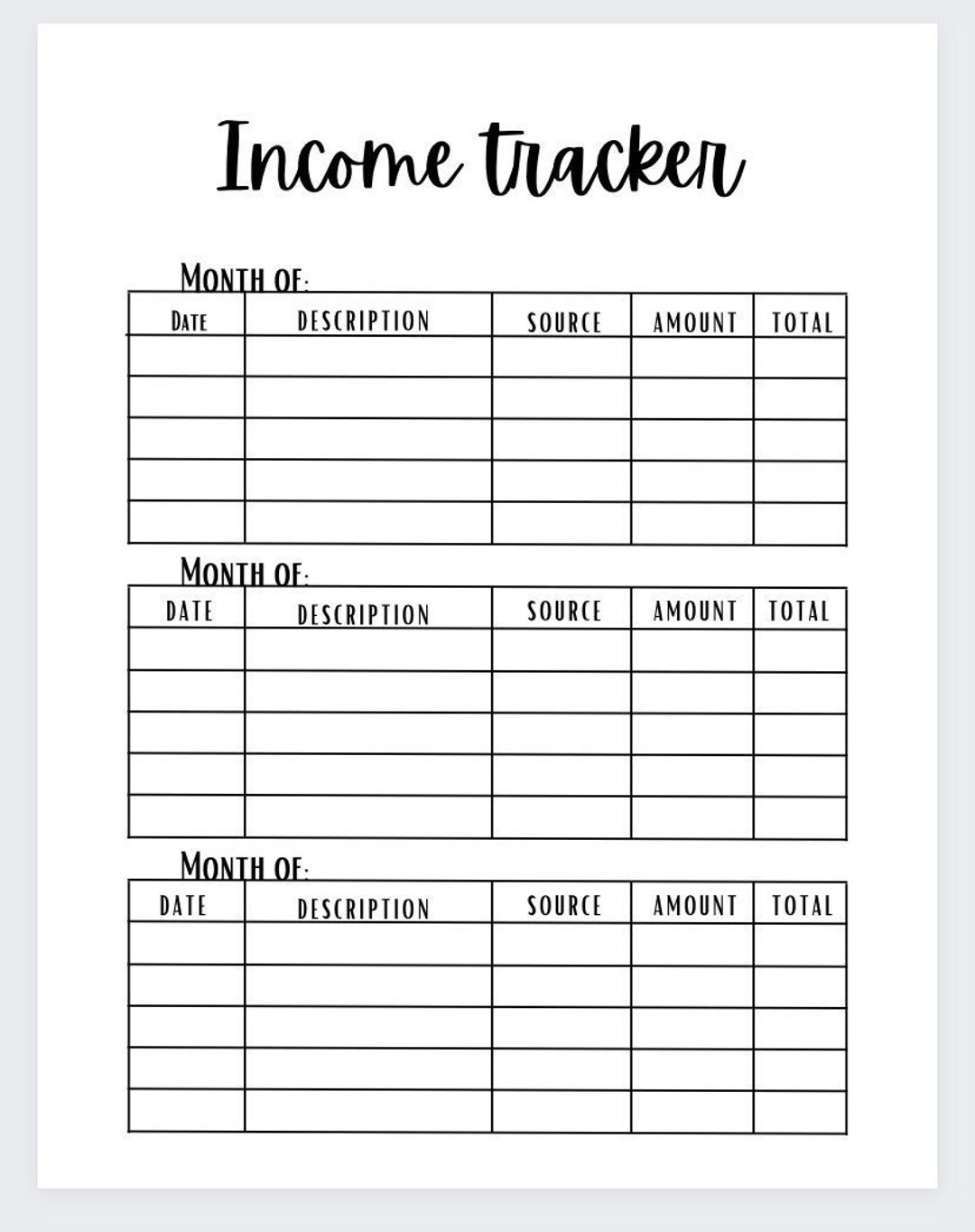 Income Tracker Worksheets - Etsy