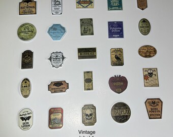 100 Pcs. VINTAGE LABEL STICKERS, Vintage Label Decals, Custom Text Logo ...