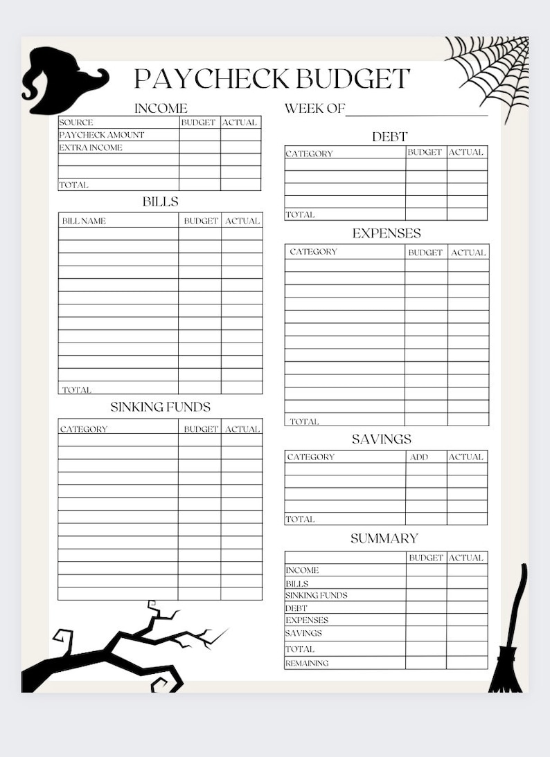 Weekly Bill Tracker and Paycheck Budget - Etsy