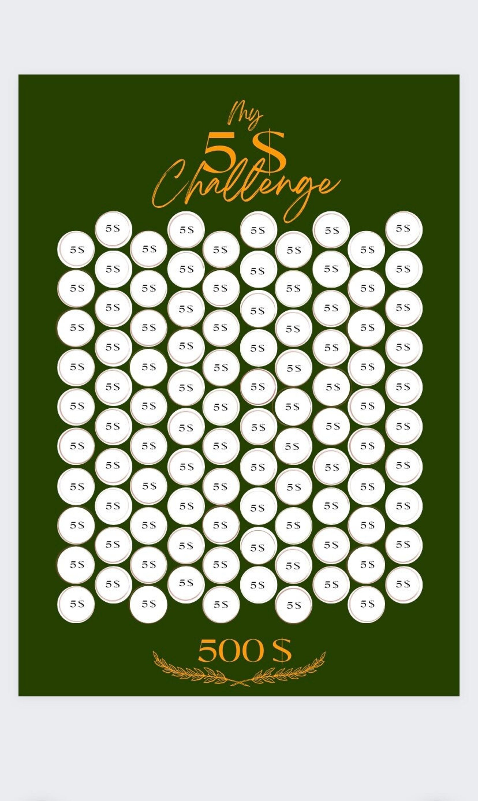 5 Dollar Savings Challenge - Etsy