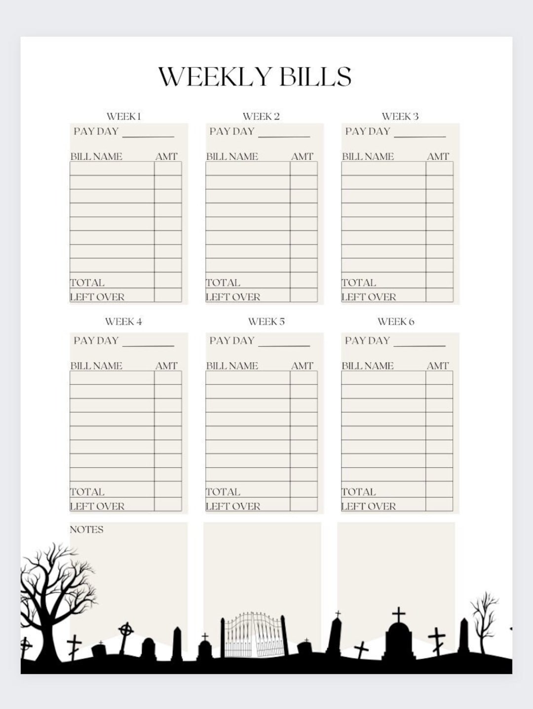 Weekly Bill Tracker and Paycheck Budget - Etsy