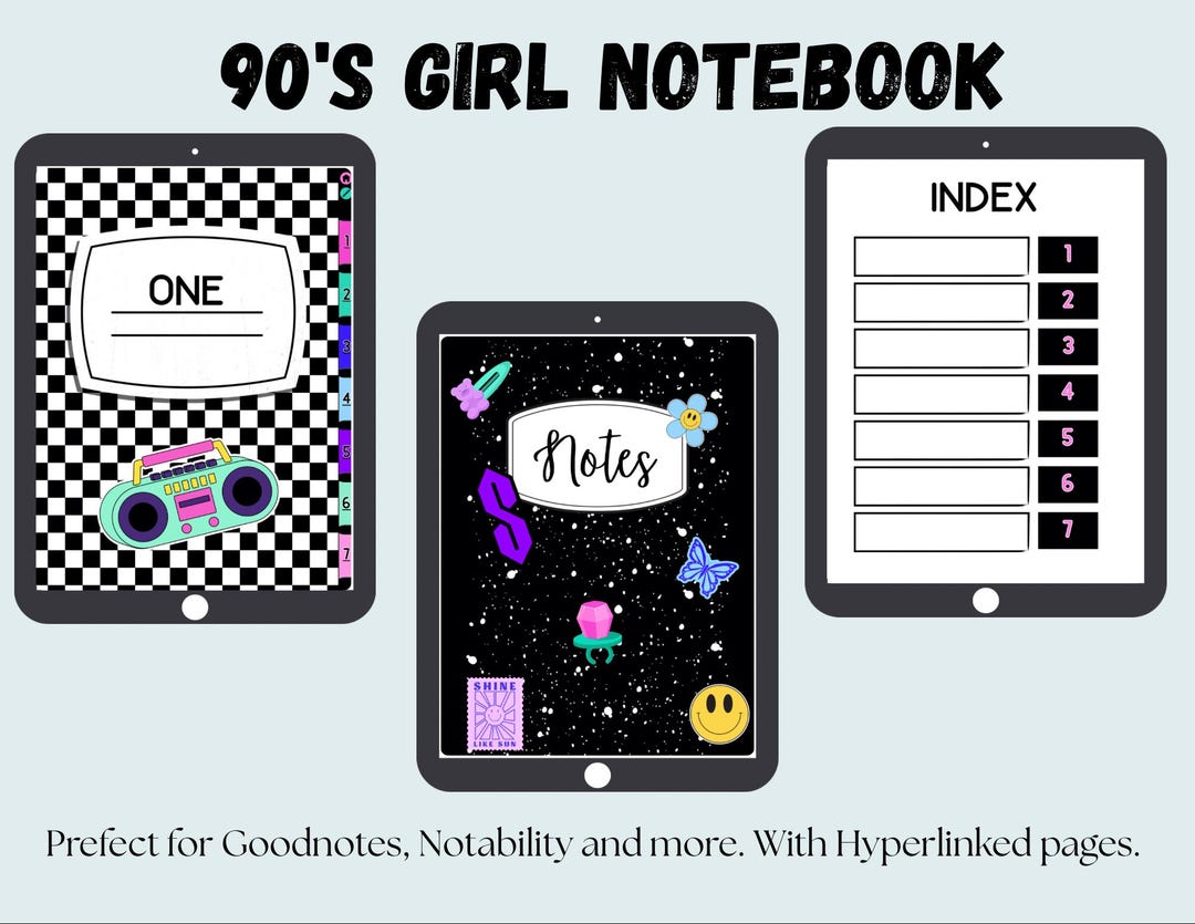 90's Theme Digital Notebook - Etsy