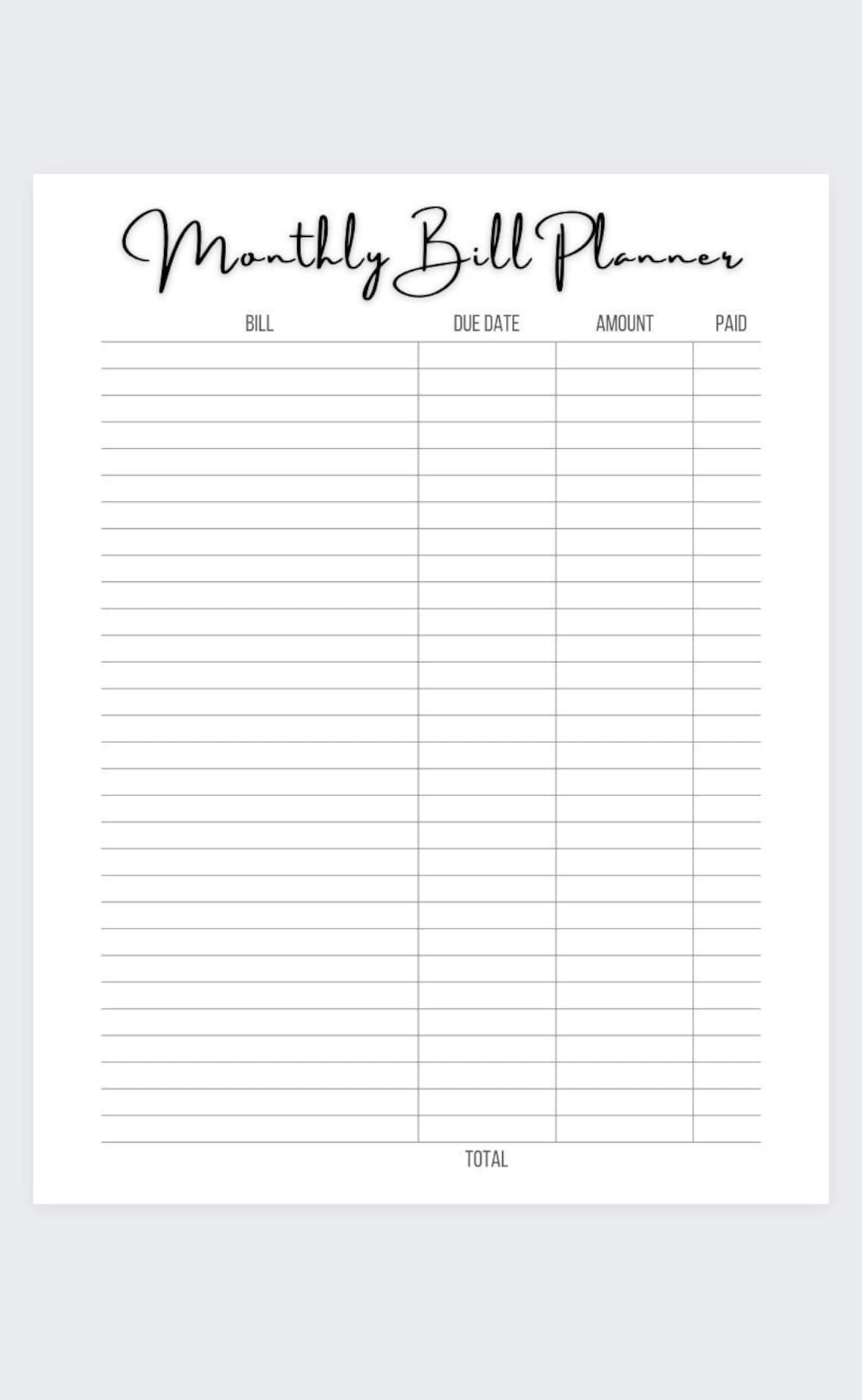 Monthly Bills Planner - Etsy